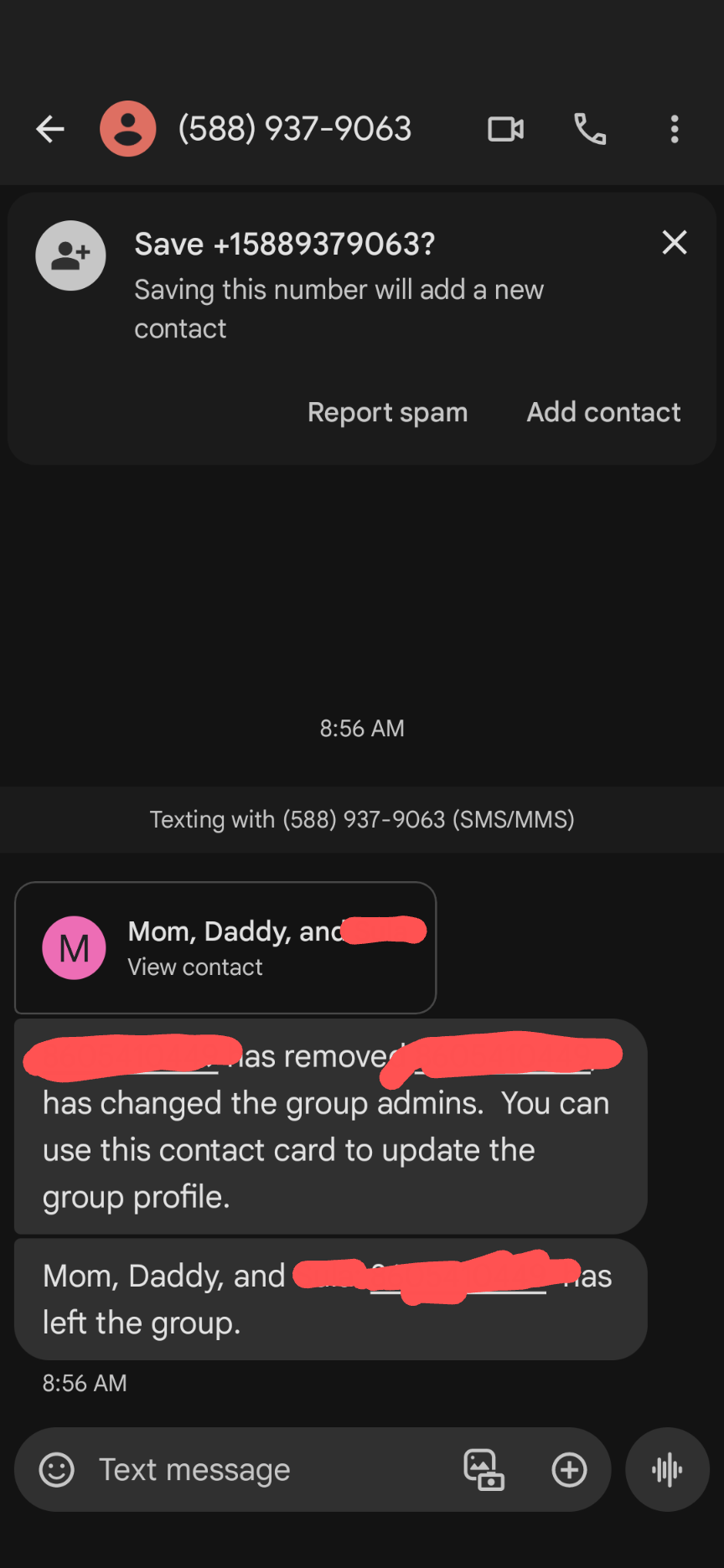 Correct answer: Community Forums - 588 area code sends message to others in a group c ...